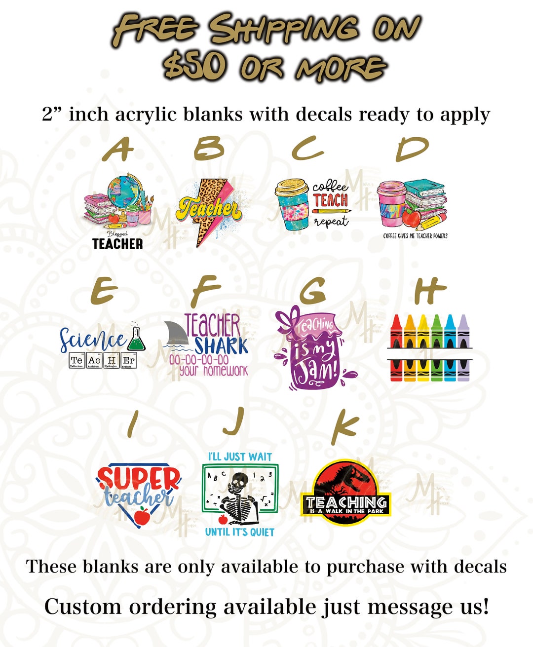 Teacher Acrylic Blanks With Decals - Etsy