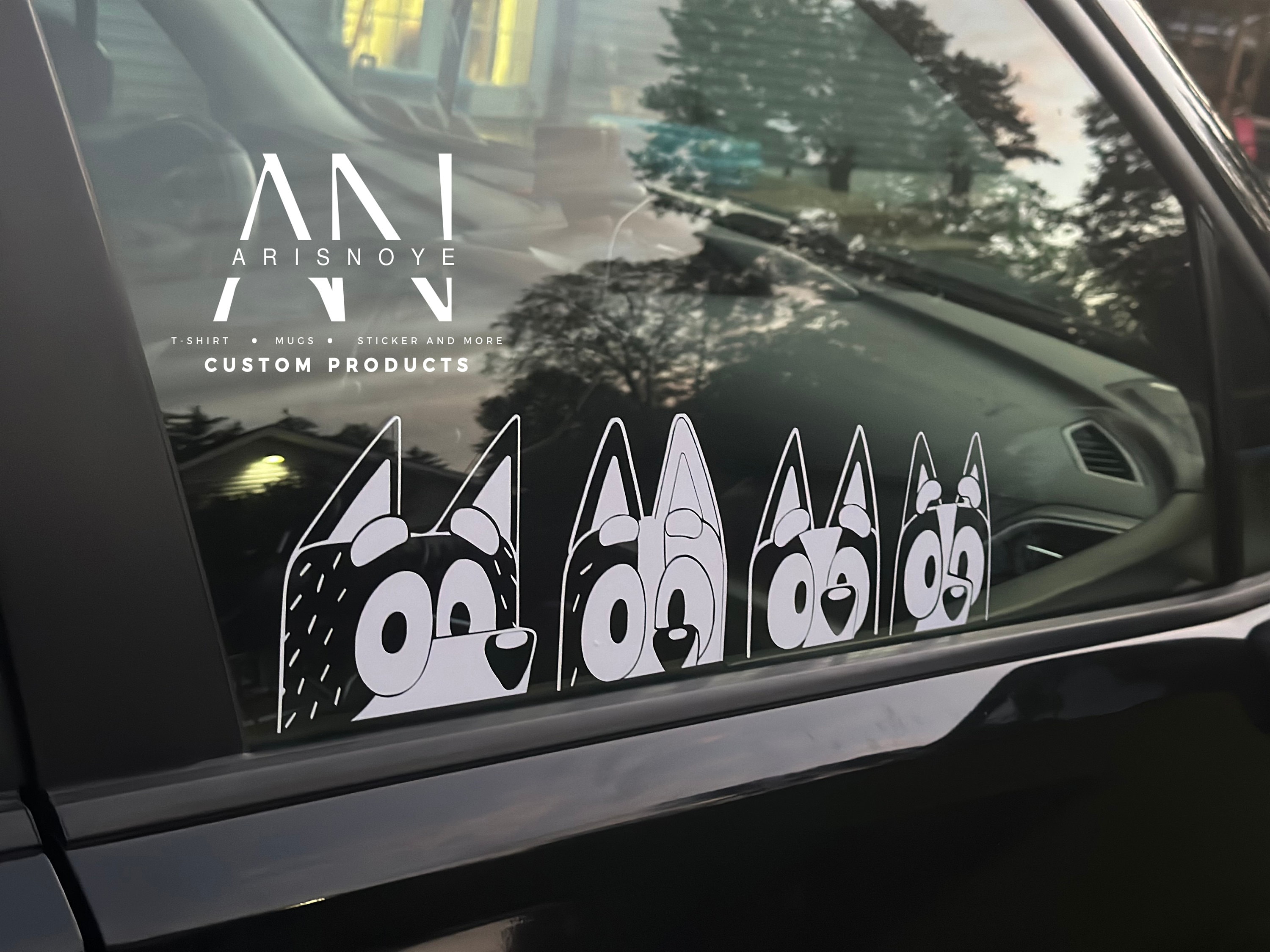 Set of 4 Family Blue Vinyl Decal, Bumper Sticker, Waterproof Vinyl ...