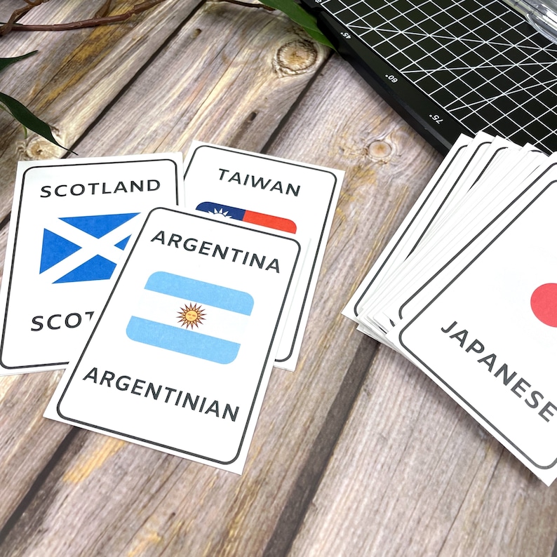 Printable National Flags Flashcards, Countries Nationalities Learning ...