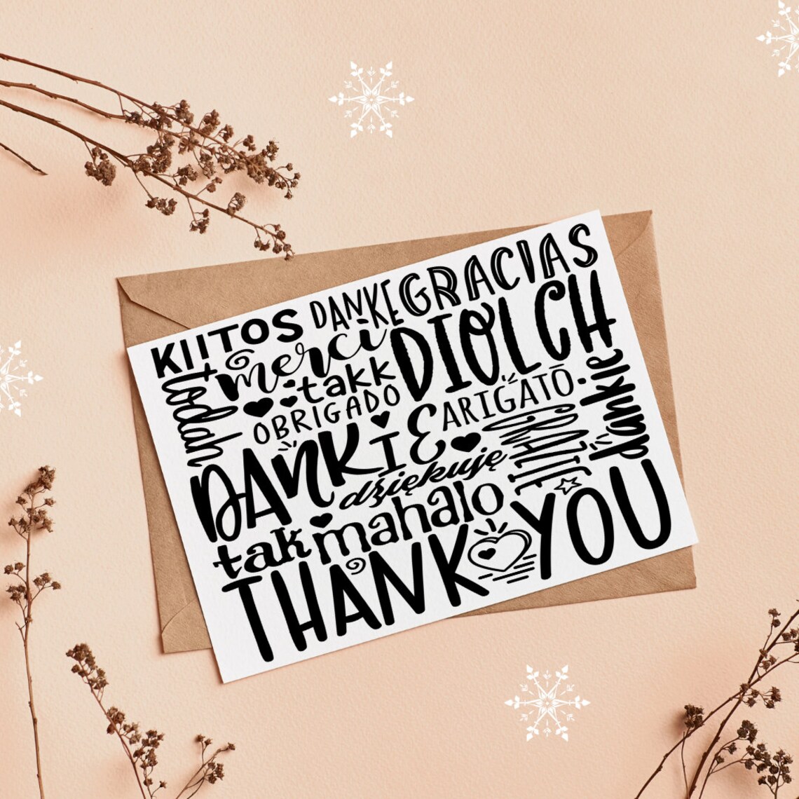 Thank You Card Print Instantly, Thank You in Different Languages ...