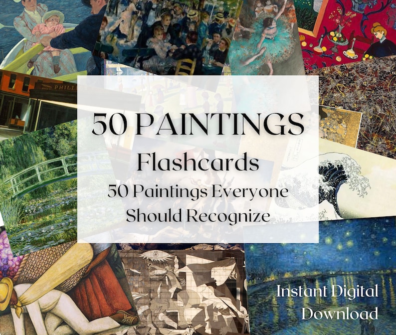Famous Paintings Flashcards, 50 Paintings Everyone Should Know, Digital ...