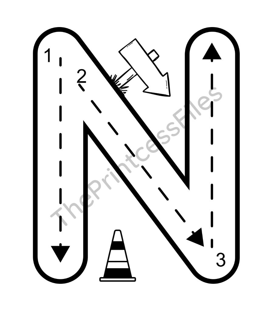 Printable Letter Tracing Maps, Learning While Playing, Letter Roads ...