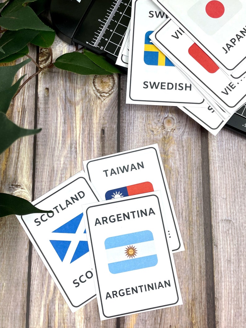 Printable National Flags Flashcards, Countries Nationalities Learning ...