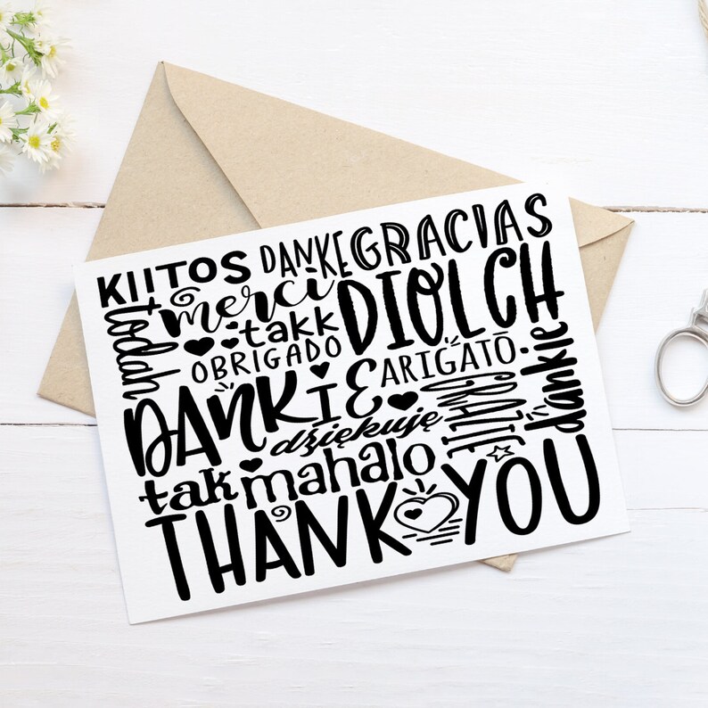 Thank You Card Print Instantly, Thank You in Different Languages ...