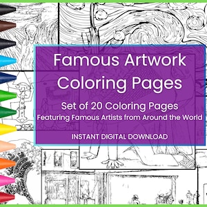 Famous Paintings Coloring Pages: Artwork Activity Instant Digital ...