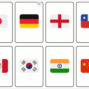 Printable National Flags Flashcards, Countries Nationalities Learning ...