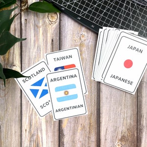 Printable National Flags Flashcards, Countries Nationalities Learning ...