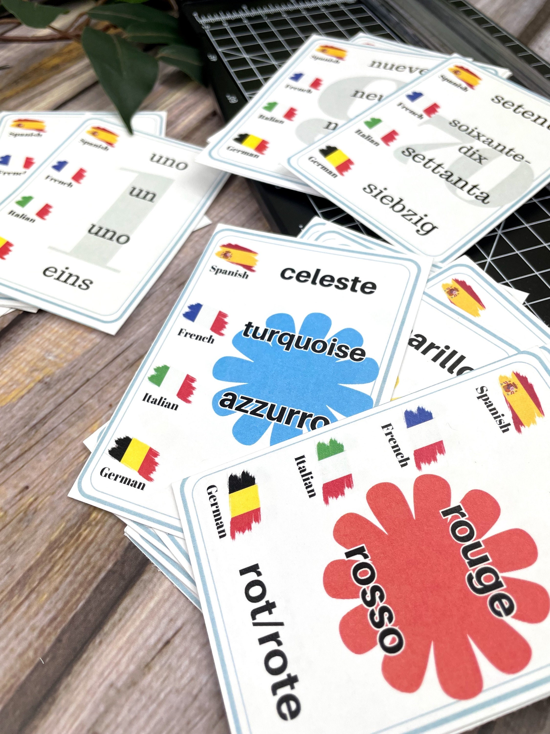 Printable Language Learning Flashcards, European Languages Colors and ...