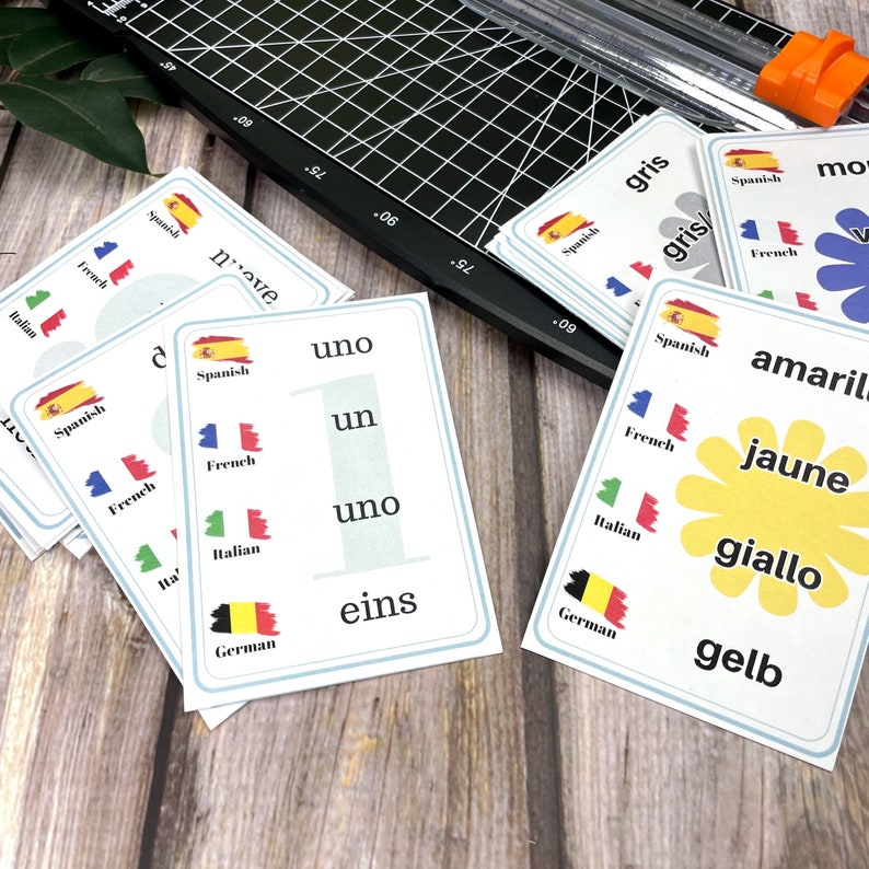 Printable Language Learning Flashcards, European Languages Colors and ...