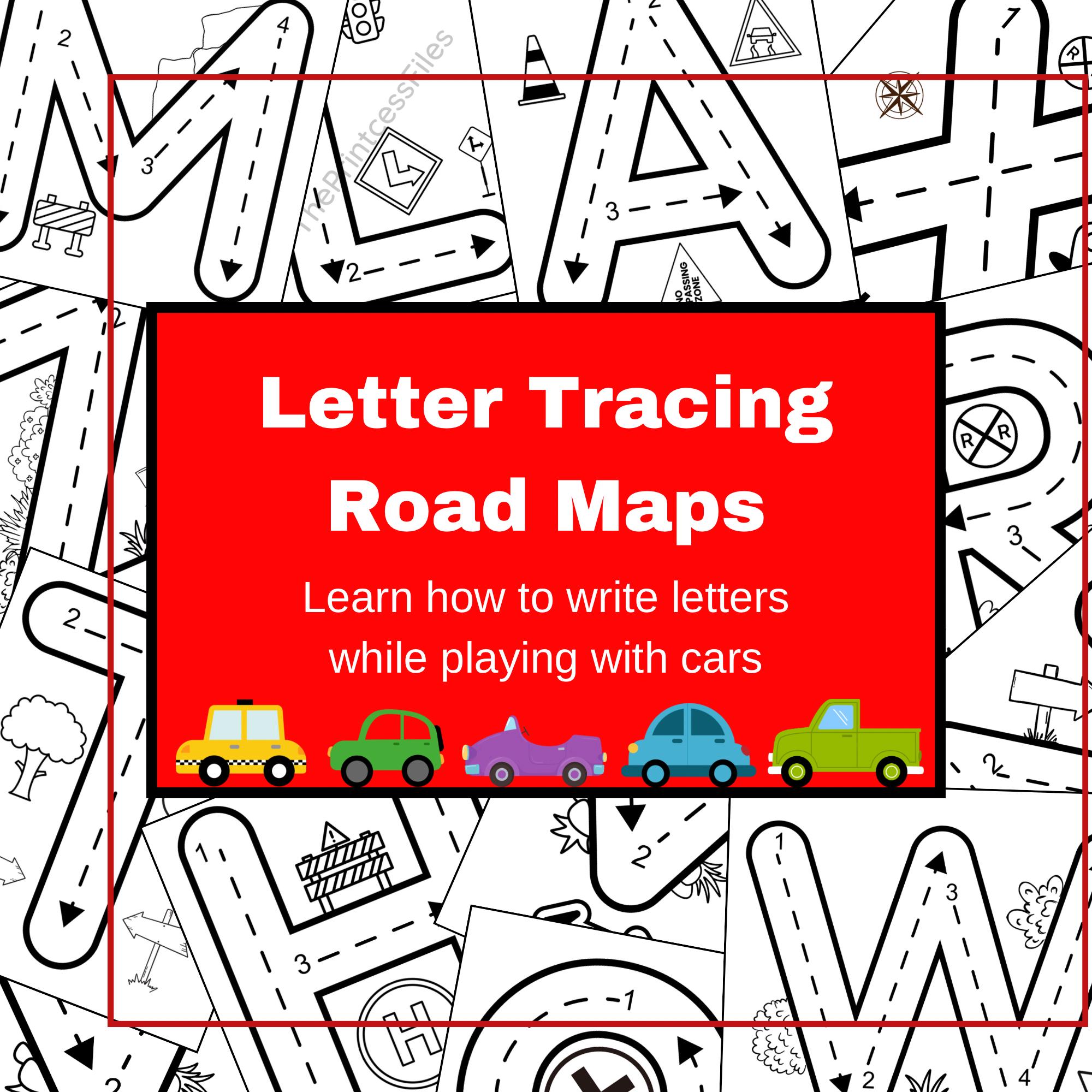 Printable Letter Tracing Maps, Learning While Playing, Letter Roads ...