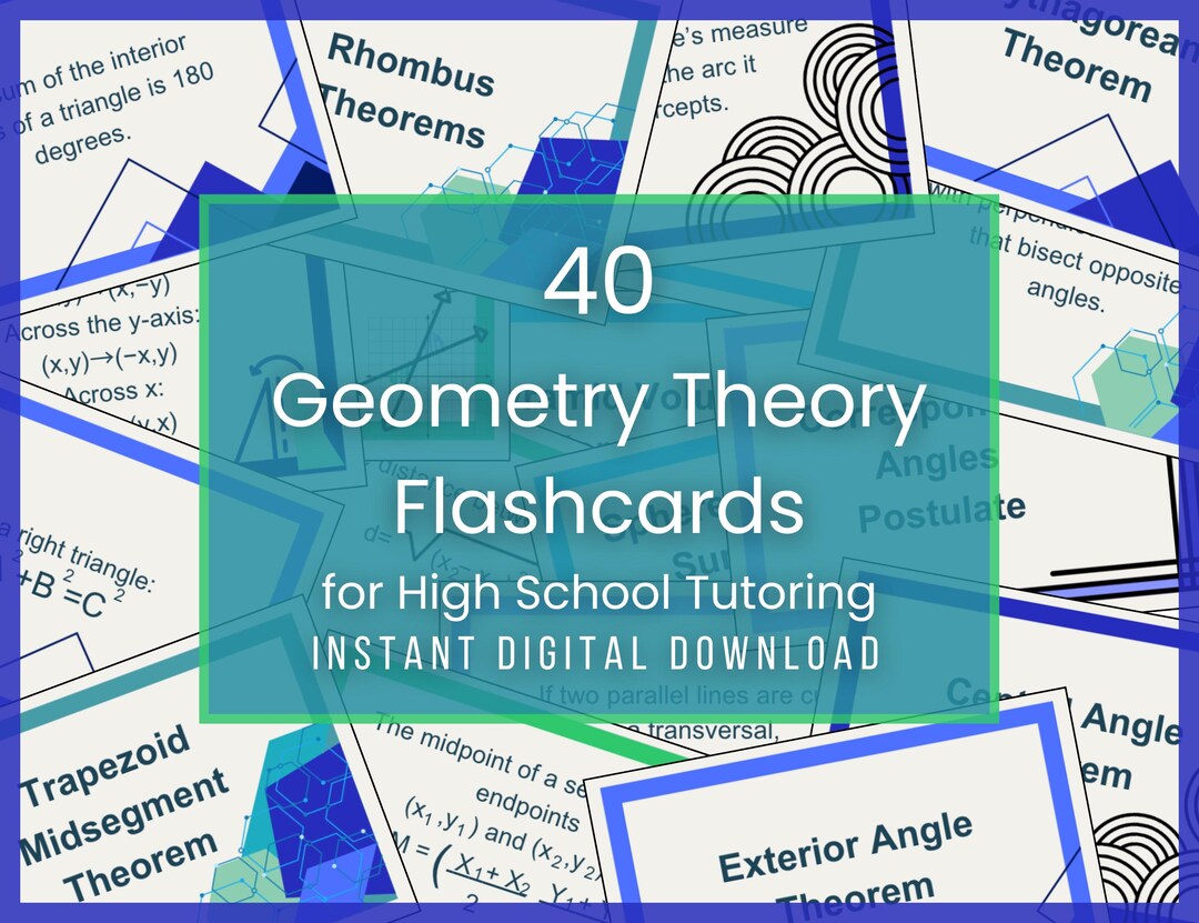 Geometry Theorem Flashcards, 40 Math Theories High School Students ...