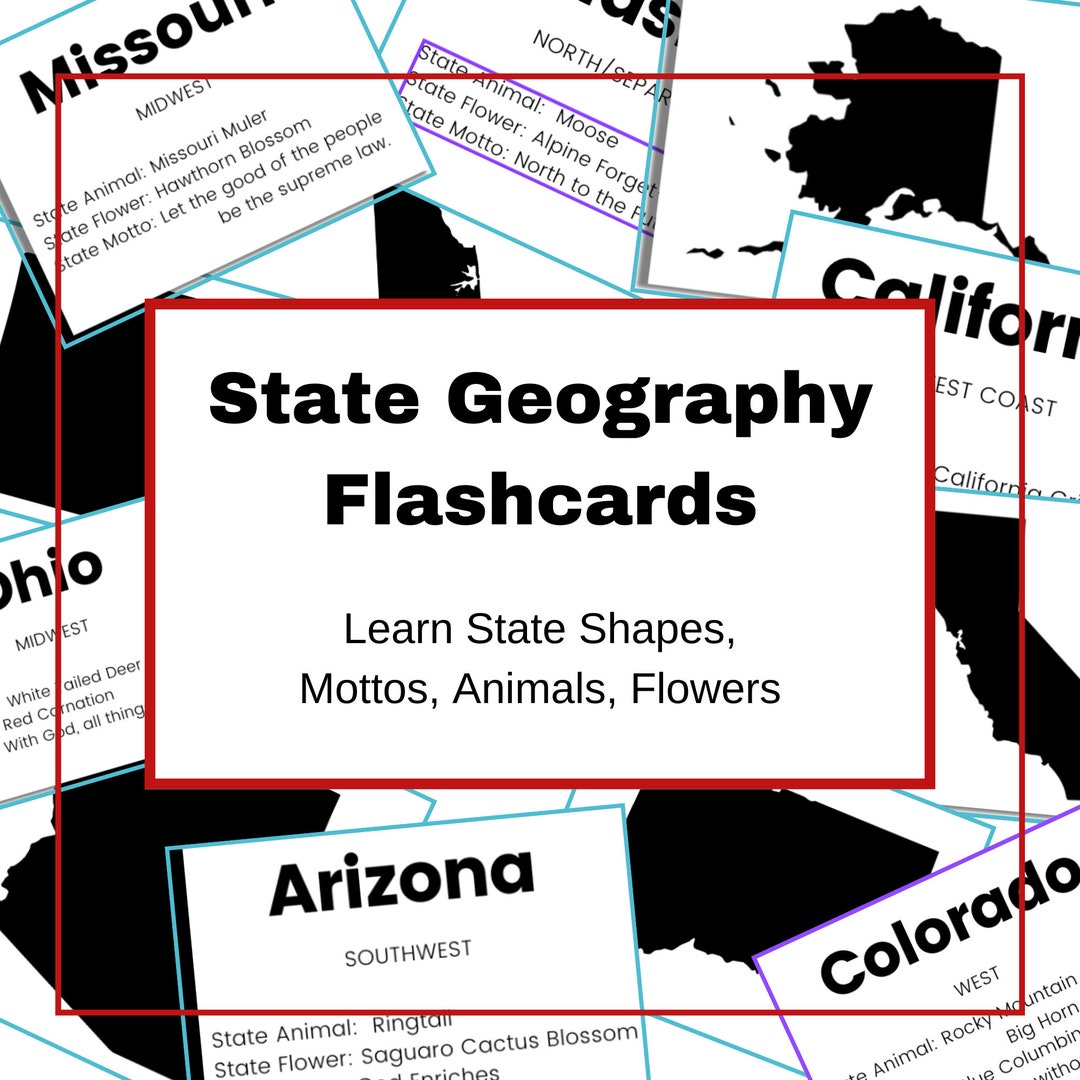 State Geography Flashcards, US States Matching Game Printable Download ...