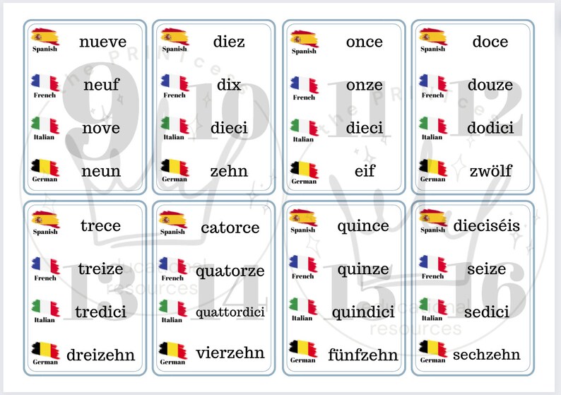 Printable Language Learning Flashcards, European Languages Colors and ...