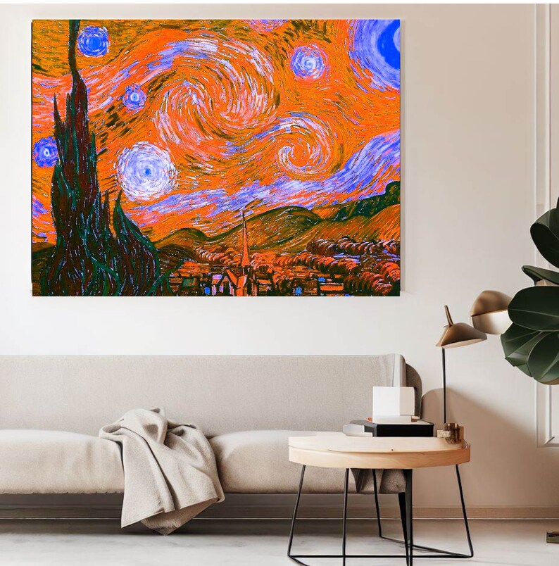 Orange the Starry Night-digital Art-enchanting Starlight- Mystical ...