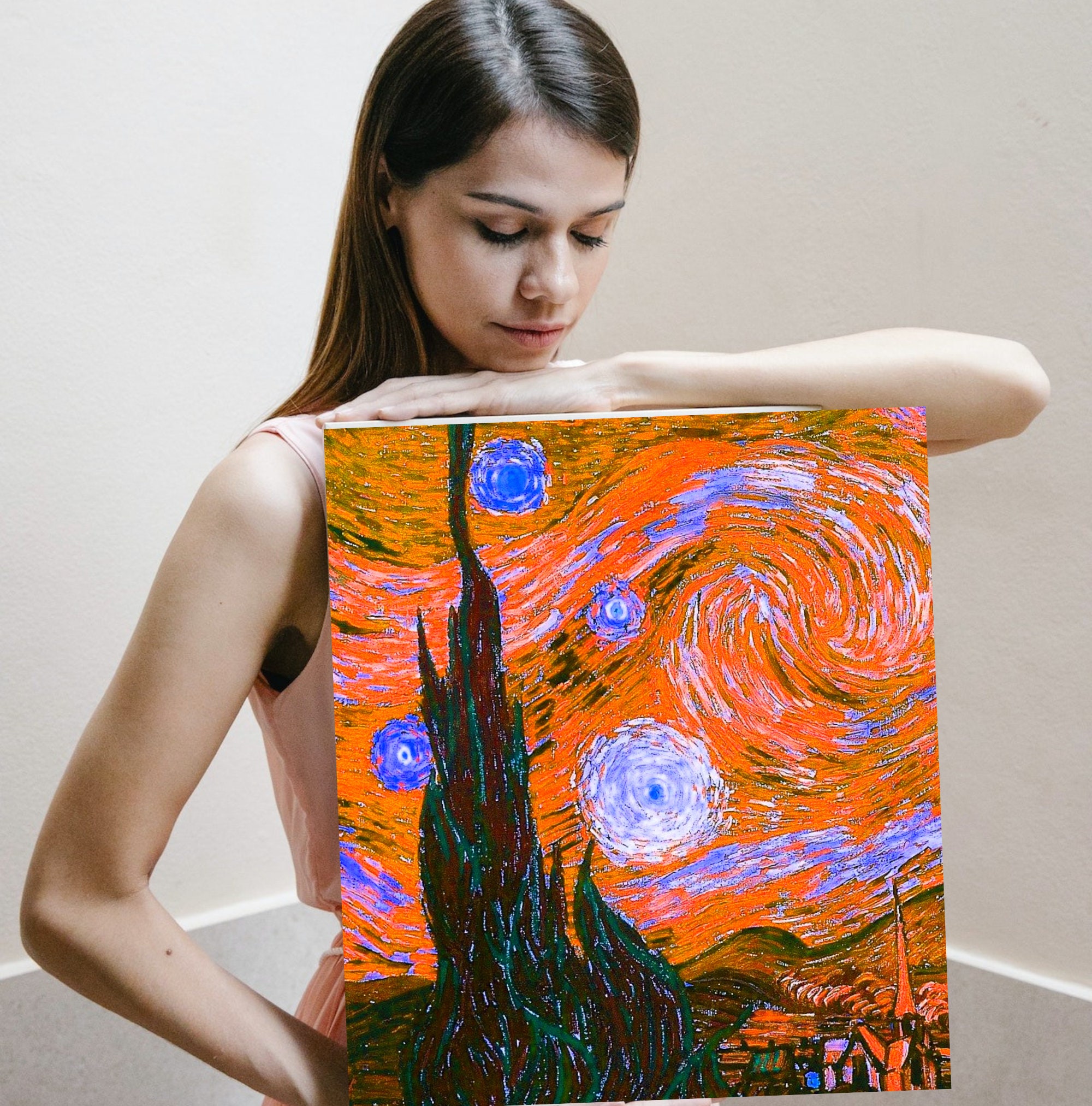 Orange the Starry Night-digital Art-enchanting Starlight- Mystical ...