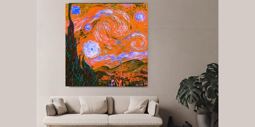 Orange the Starry Night-digital Art-enchanting Starlight- Mystical ...