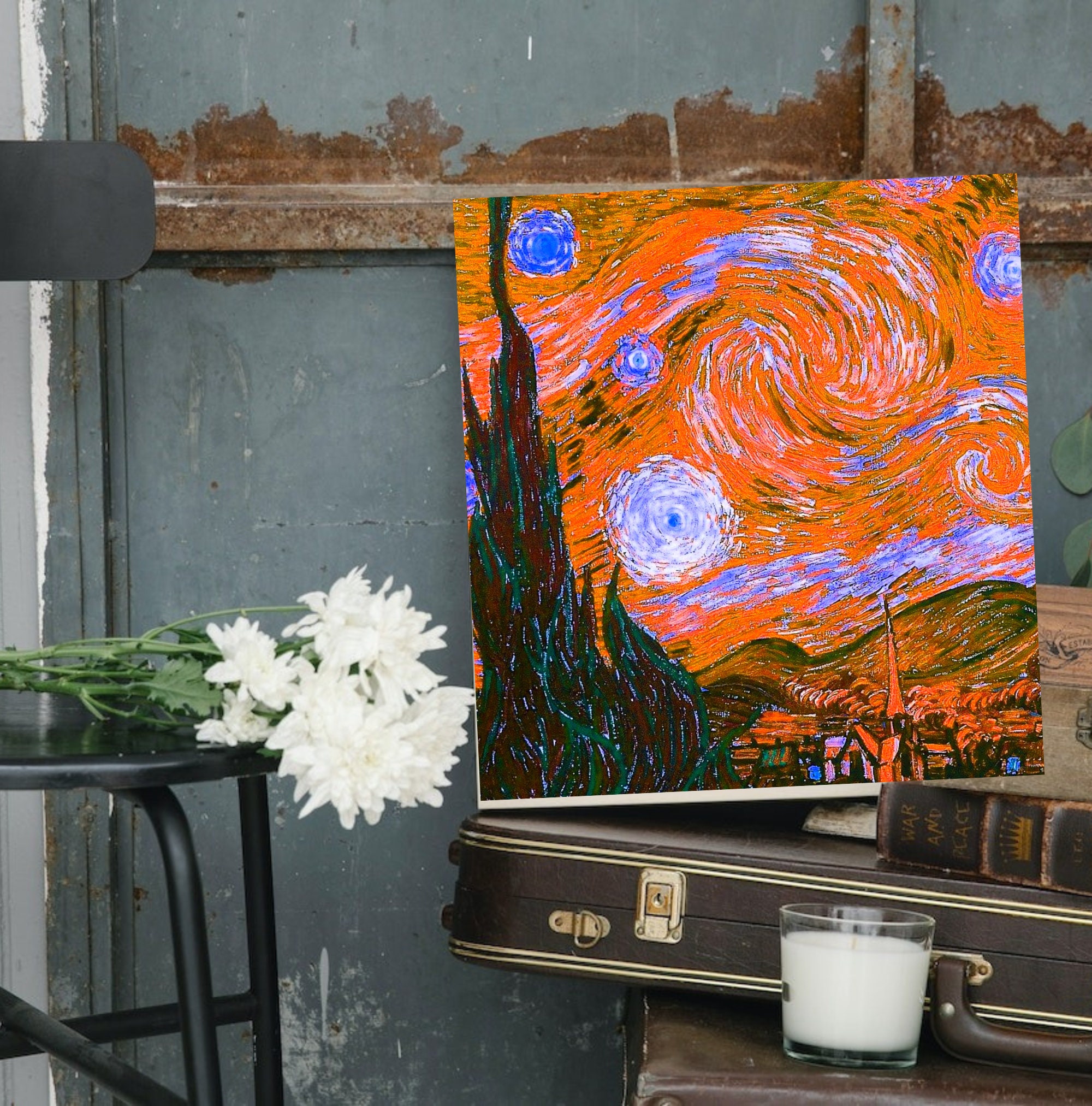 Orange the Starry Night-digital Art-enchanting Starlight- Mystical ...