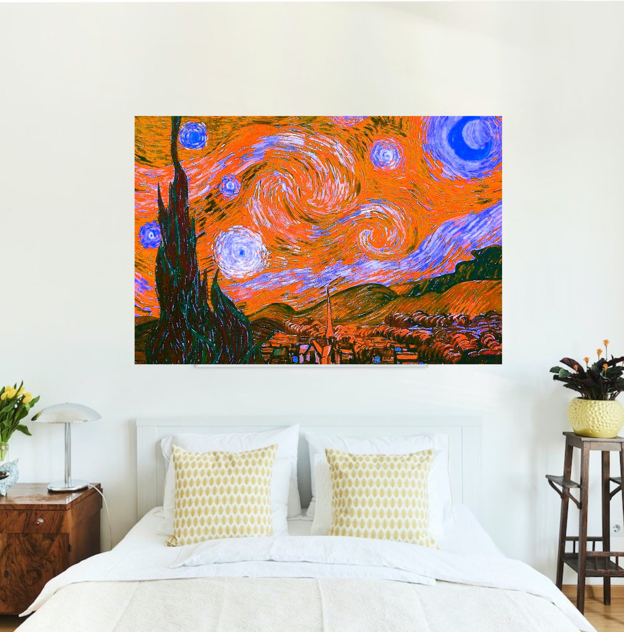 Orange the Starry Night-digital Art-enchanting Starlight- Mystical ...