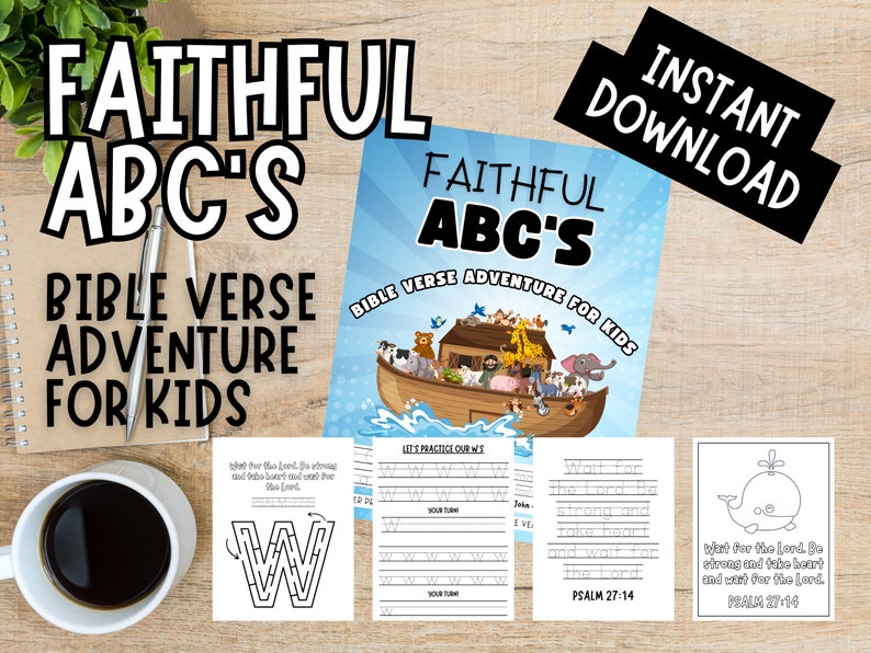 Faithful Abc's Bible Verse Adventure for Kids Coloring Pages Worksheet ...