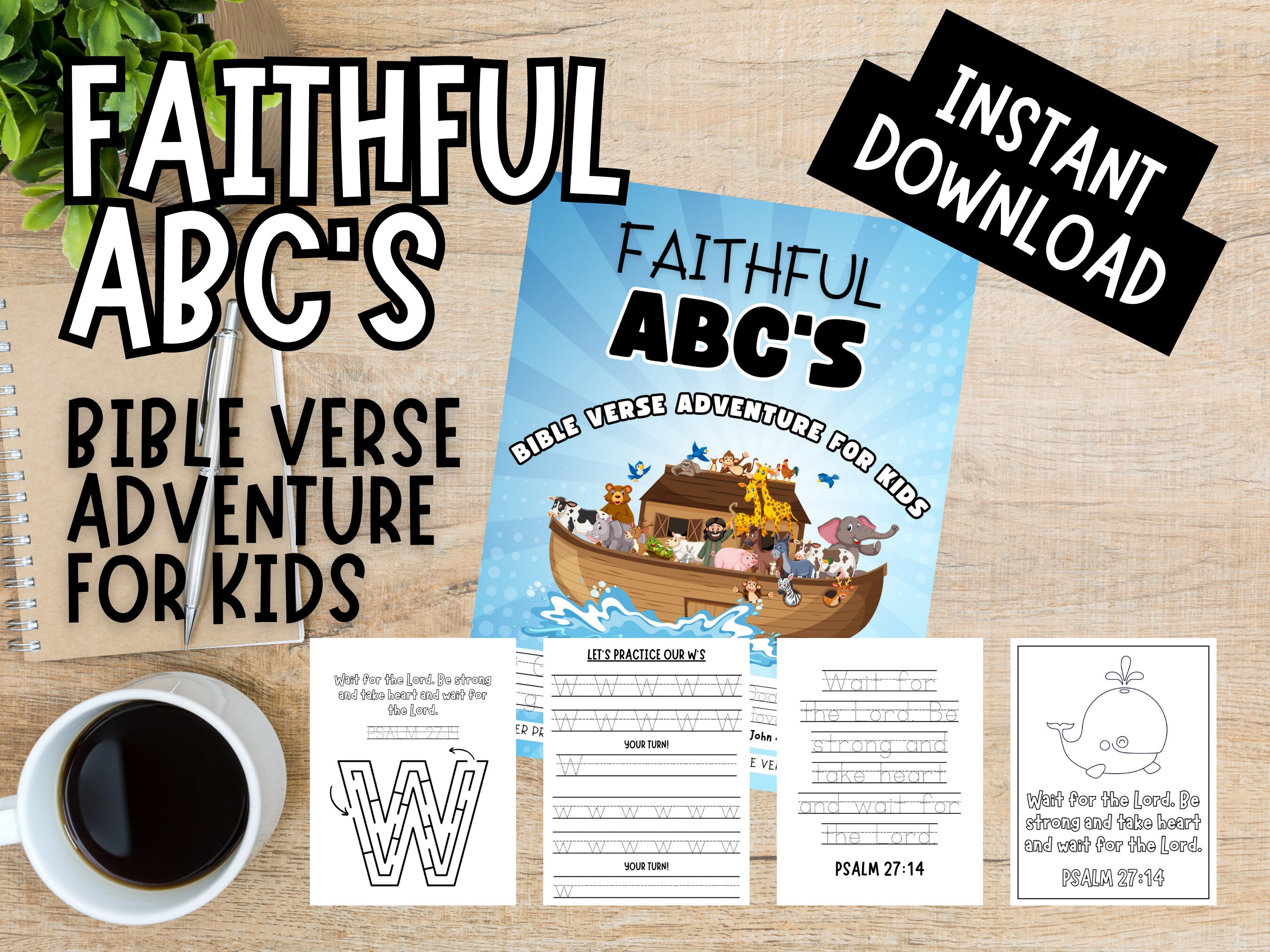 Faithful Abc's Bible Verse Adventure for Kids Coloring Pages Worksheet ...