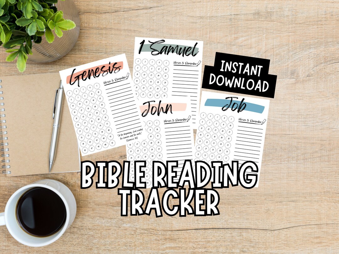 Bible Reading Tracker Printable Checklist Reading Log Bible Plan Daily ...