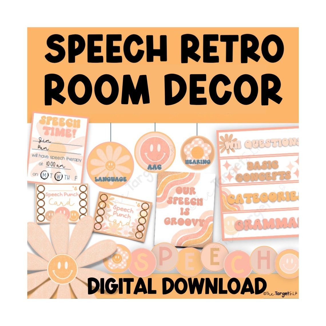 Retro/groovy Speech Therapy Decor for Speech Therapy Room Wall Signs ...