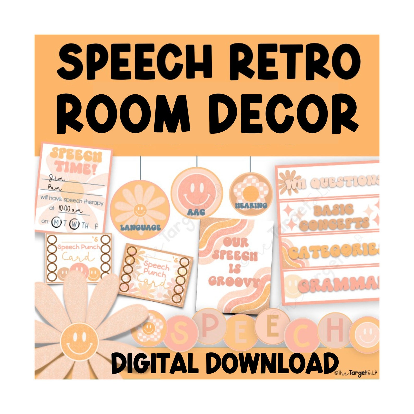 Retro/groovy Speech Therapy Decor for Speech Therapy Room- Wall Signs ...