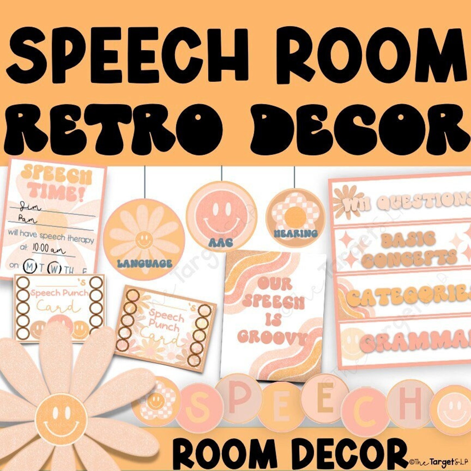 Retro/groovy Speech Therapy Decor for Speech Therapy Room- Wall Signs ...