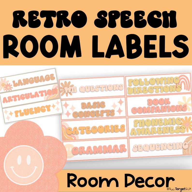 Retro/groovy Speech Therapy Decor for Speech Therapy Room- Wall Signs ...