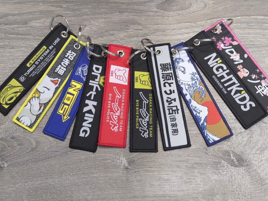 JDM Embroidered Jet Tags Keychains - Racing JDM Keychain Jet Tag - Etsy