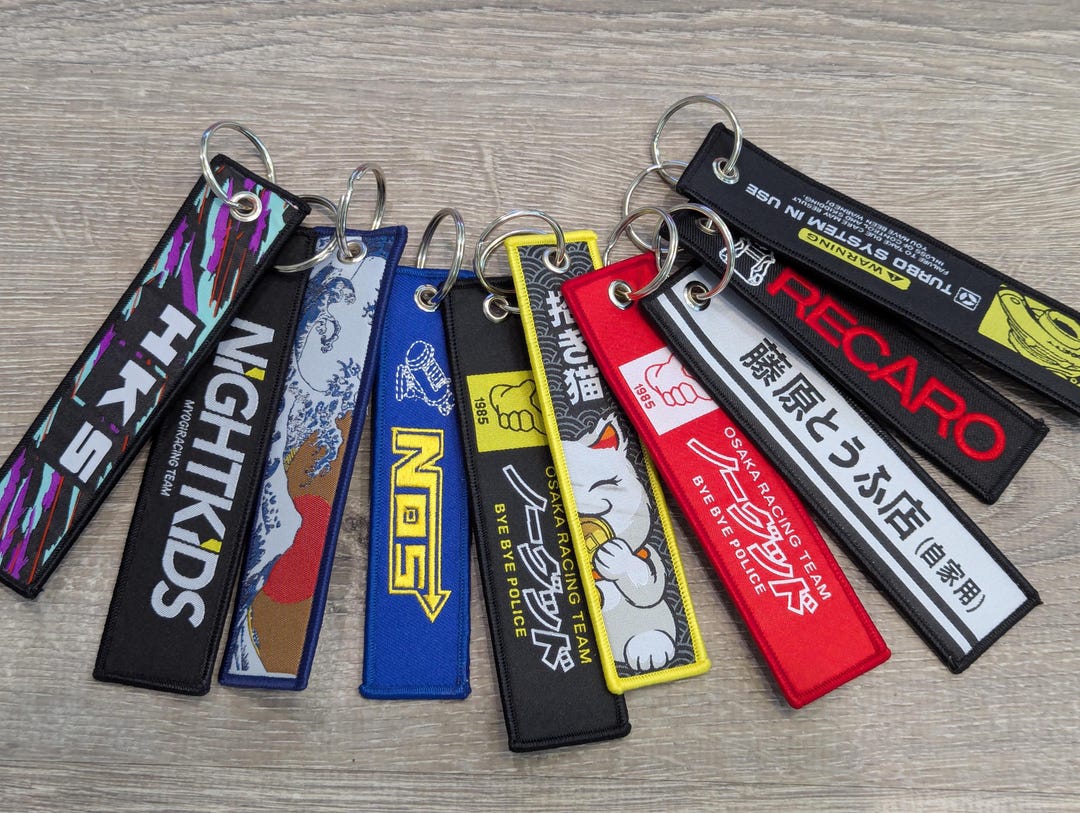 JDM Embroidered Jet Tags Keychains - Racing JDM Keychain Jet Tag - Etsy