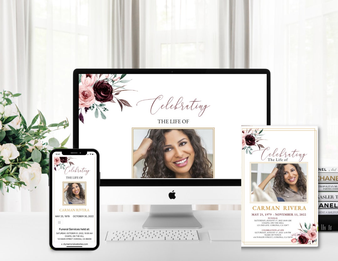 Restful Roses Funeral Slideshow Template for Loved Ones Easy Edit in ...