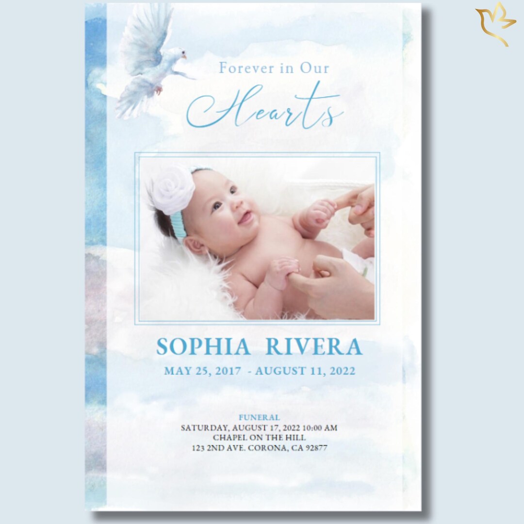 Heaven’s Angel Baby Funeral Program | Editable Canva Memorial Template ...