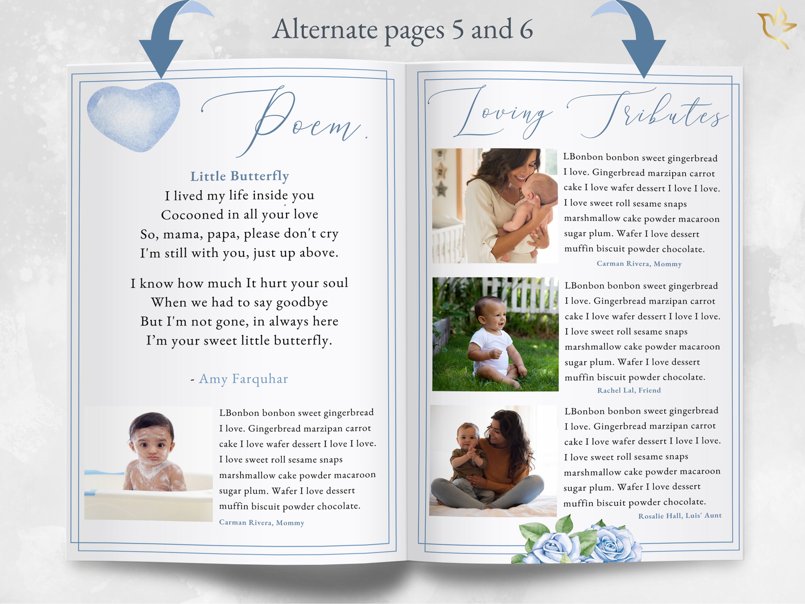 Blue Teddy Bear Theme, Funeral Memorial Program, Obituary Template ...