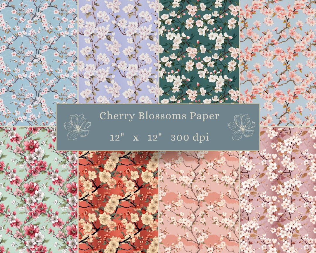 Flowers Digital Paper Cherry Blossom Seamless Pattern Digital Paper ...