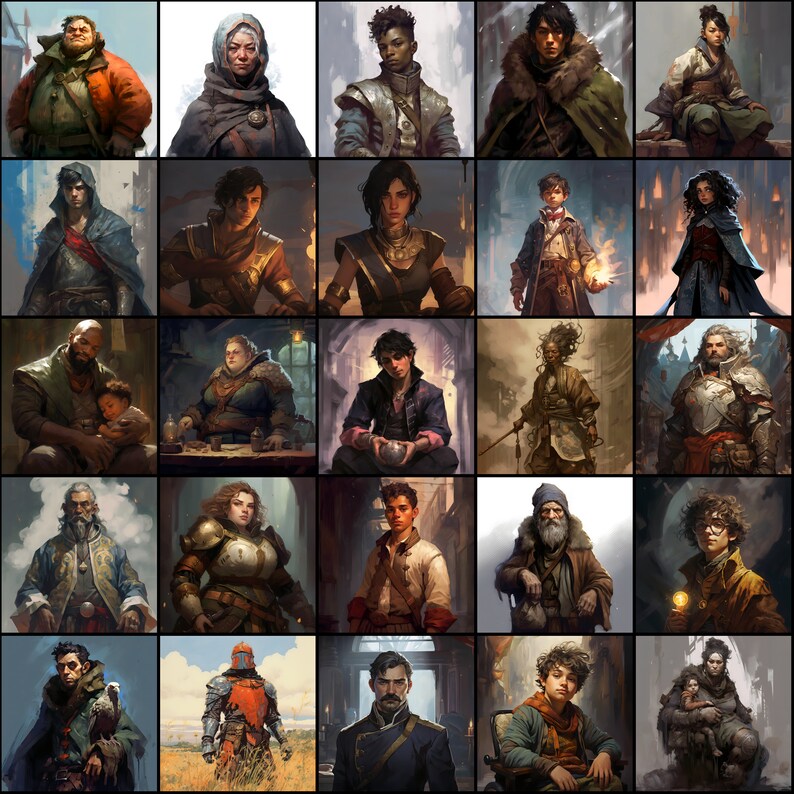 60 TTRPG Human Hero & NPC Portraits: Character Art Tokens (digital ...
