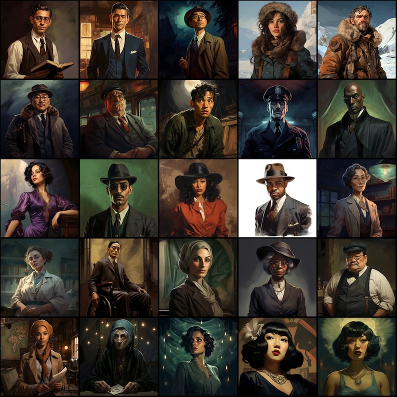 Assorted Heroes and Npcs - Lovecraftian/noir Pack 2: 60 Heroes, NPC ...