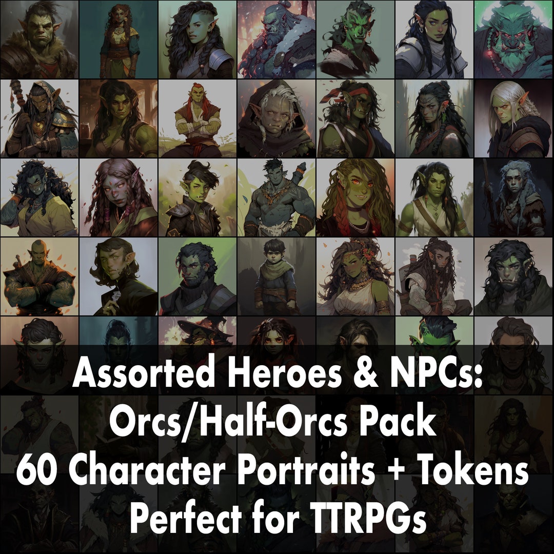 Assorted Heroes and Npcs - Orcs/half-orcs Pack: 60 Heroes, NPC ...