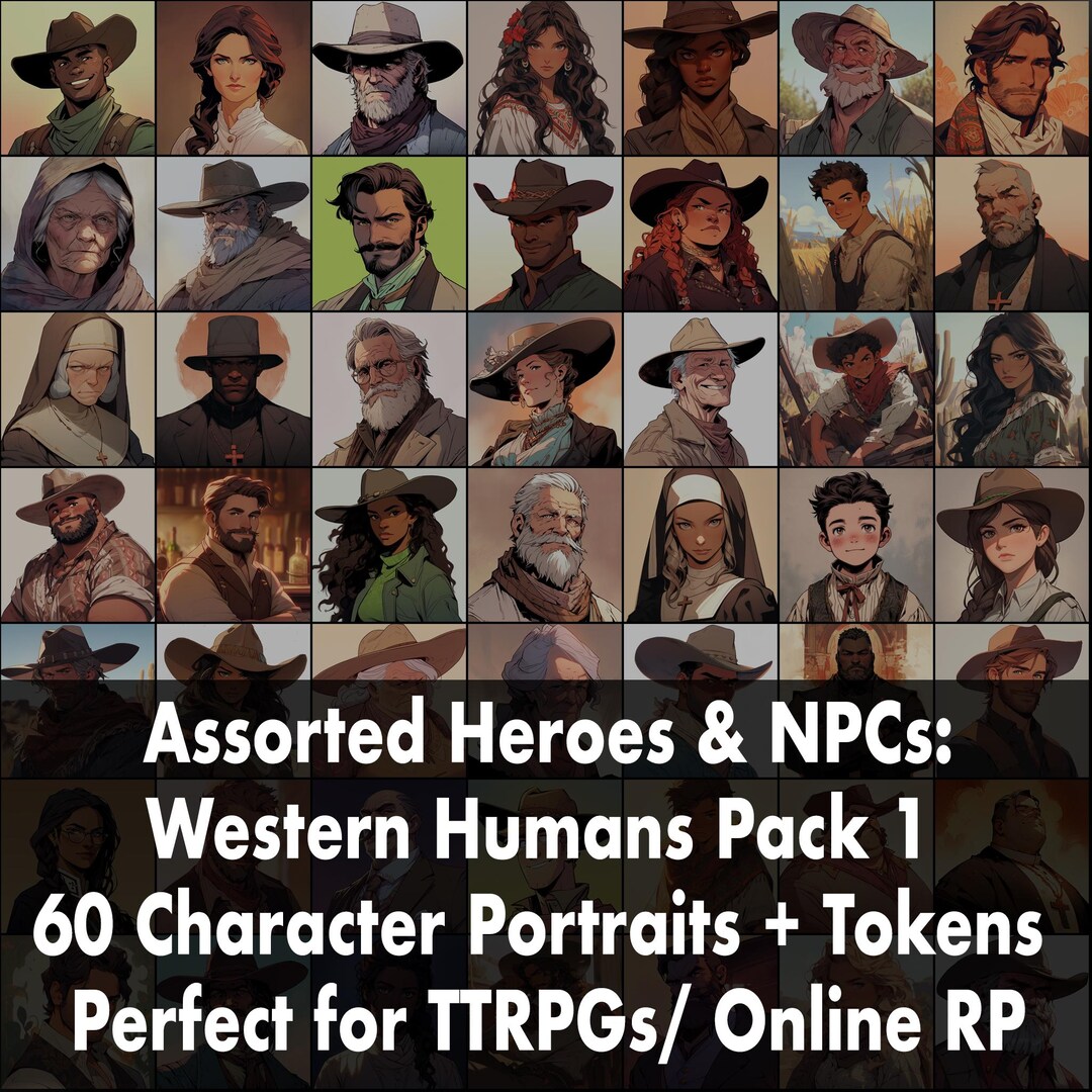 Assorted Heroes and Npcs - Western Humans Pack 1: 60 Heroes, NPC ...