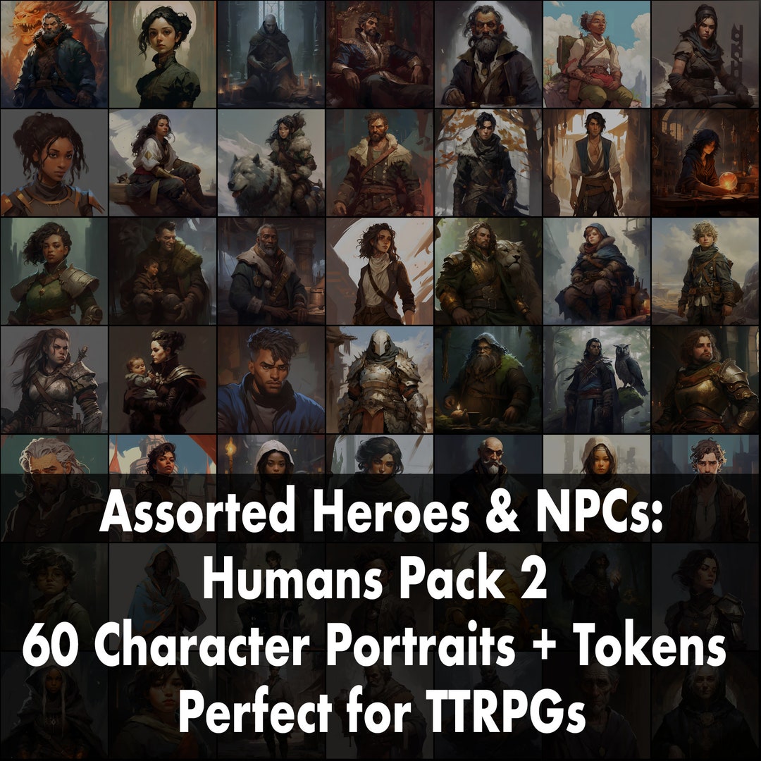 TTRPG Character Art: 60 Heroes and Npcs - Digital Tokens (instant ...