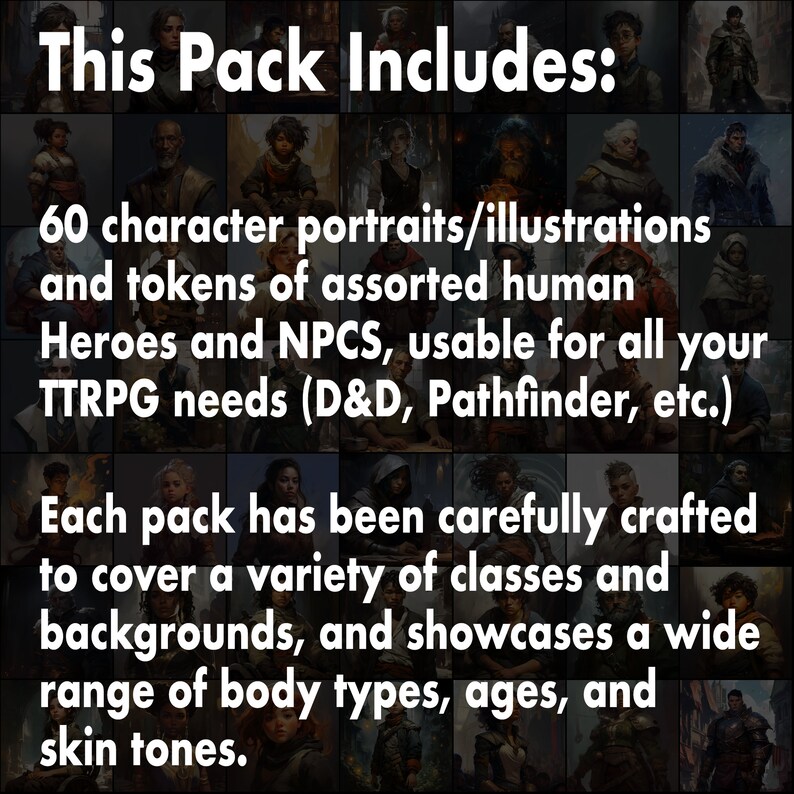TTRPG Character Art: 60 Heroes & NPC Illustrations + Tokens (digital ...