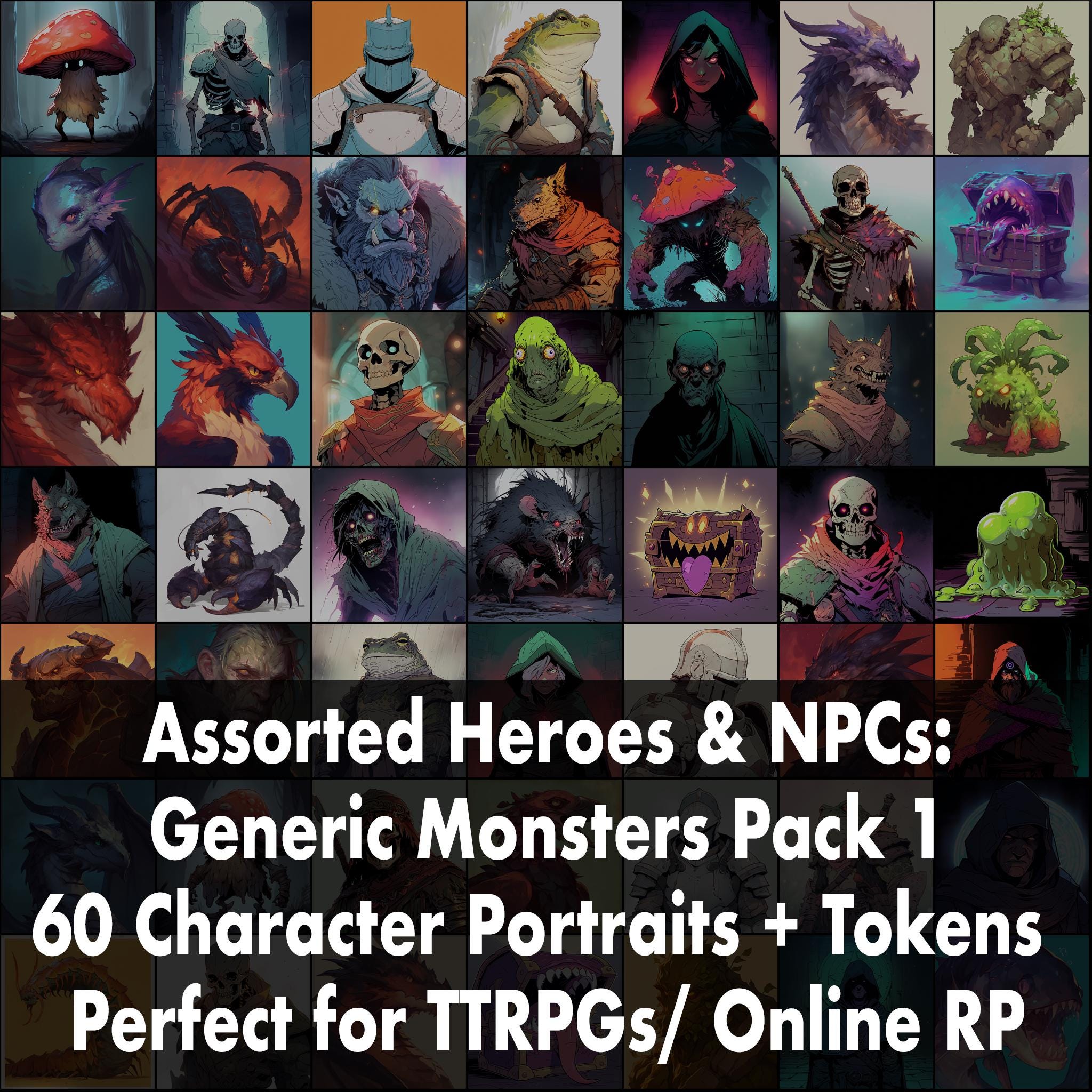 Assorted Heroes and Npcs - Generic Monsters Pack 1: 60 Heroes, NPC ...
