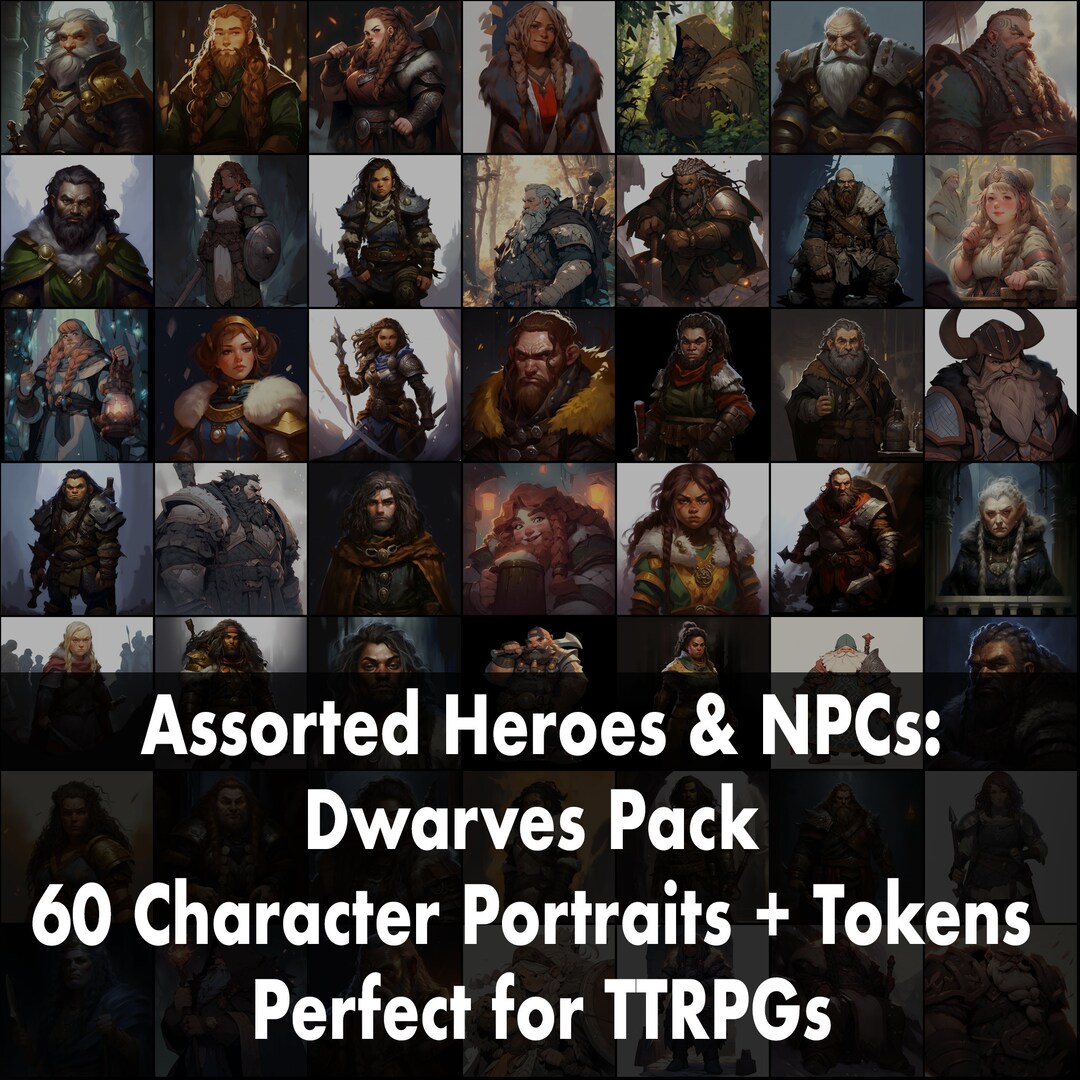 Buy Assorted Heroes and Npcs - Dwarf Pack: 60 Heroes, NPC Illustrations ...