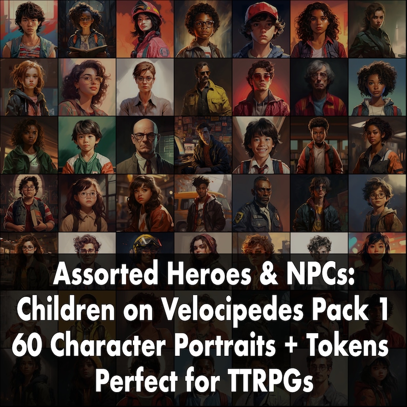 Assorted Heroes & Npcs - Children on Velocipedes Pack 1: 60 Heroes, NPC ...
