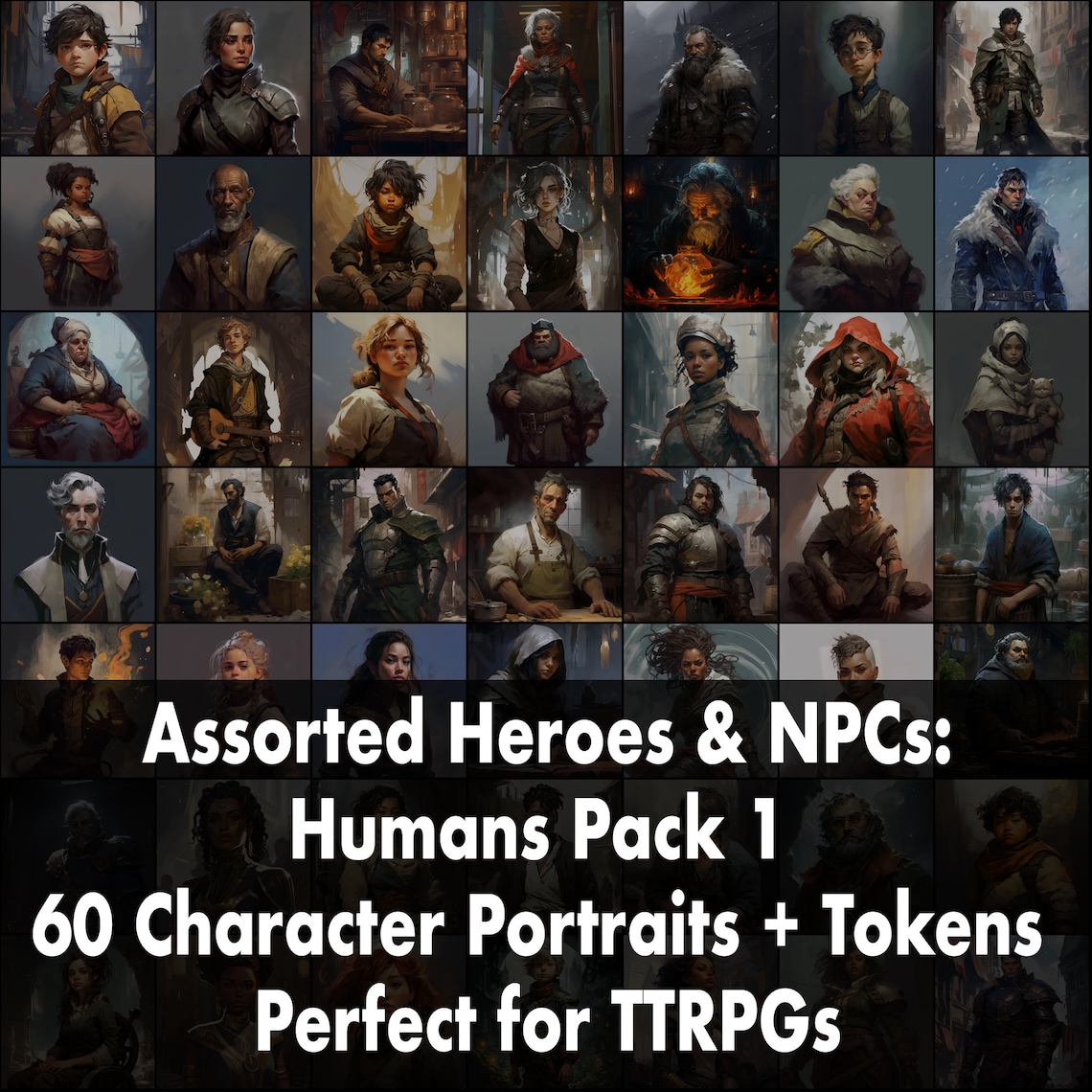Assorted Heroes and Npcs Pack 1: 60 Heroes, NPC Illustrations ...