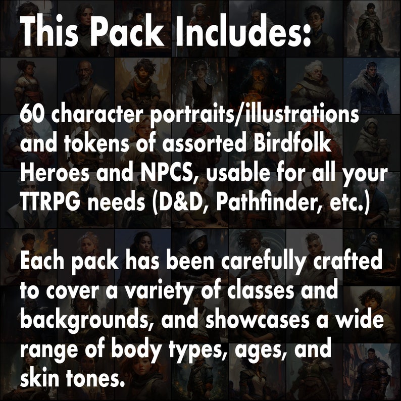 Assorted Heroes and Npcs - Birdfolk Pack: 60 Heroes, NPC Illustrations ...