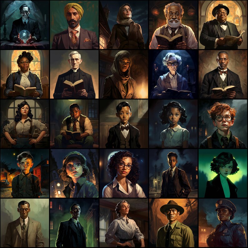 Assorted Heroes and Npcs - Lovecraftian/noir Pack 2: 60 Heroes, NPC ...