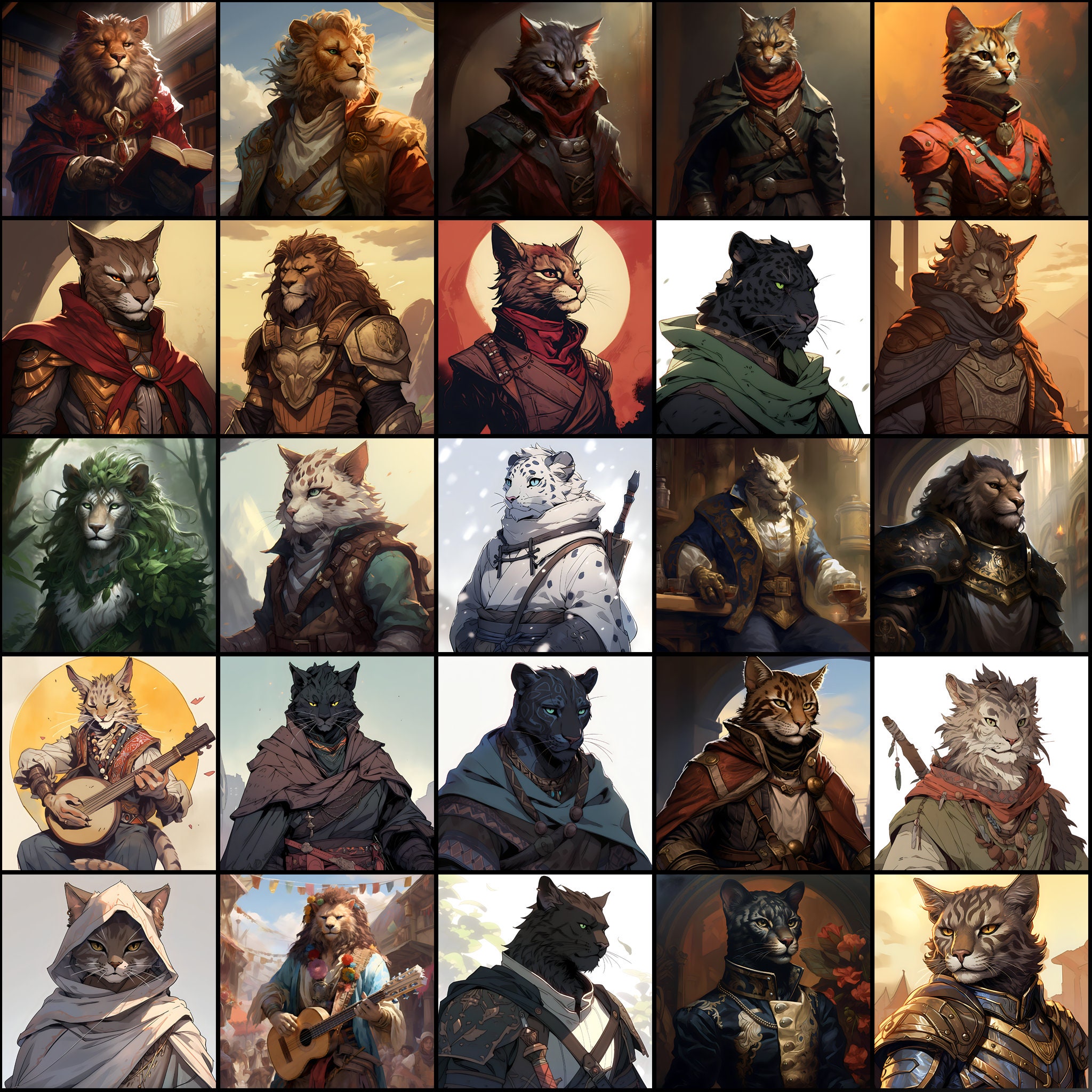 Assorted Heroes and Npcs - Catfolk Pack: 60 Heroes, NPC Illustrations ...