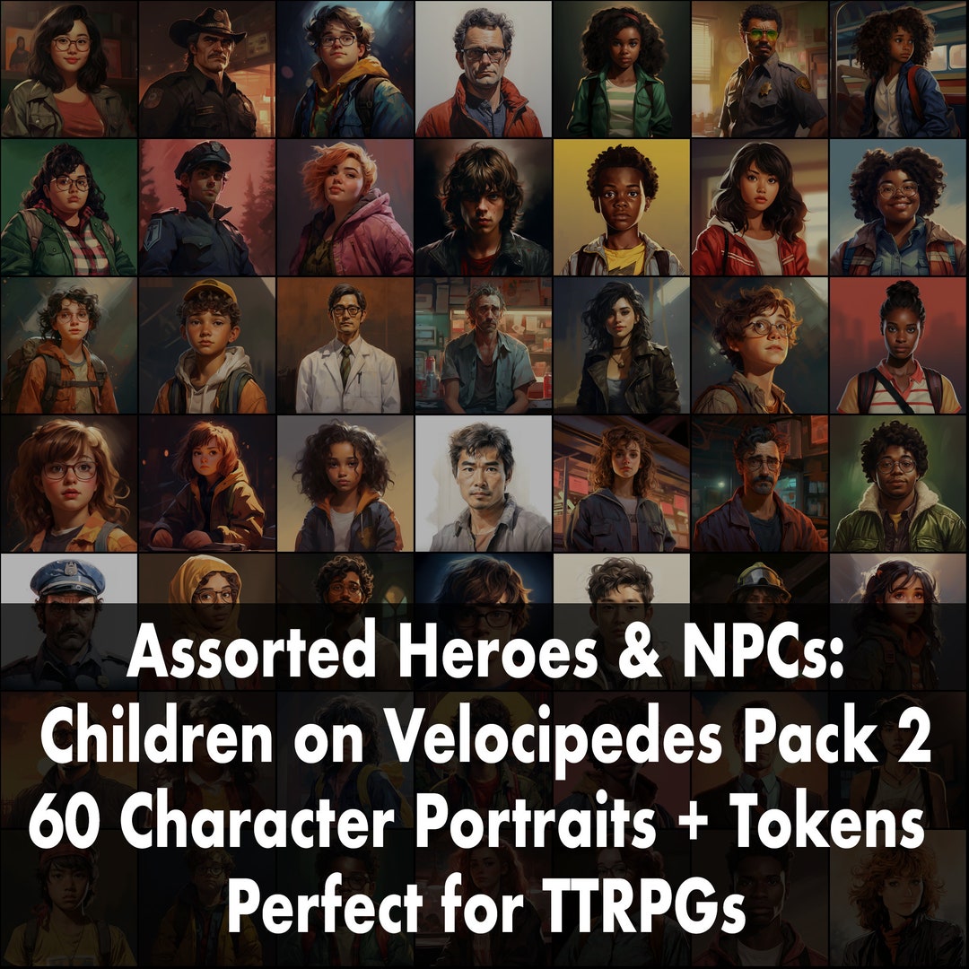 Assorted Heroes & Npcs - Children on Velocipedes Pack 2: 60 Heroes, NPC ...