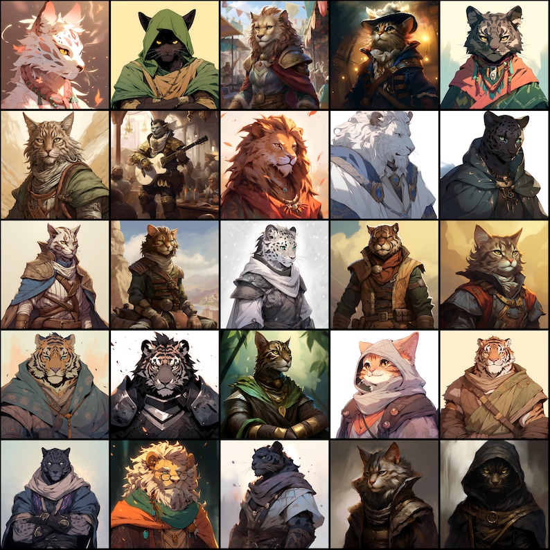Assorted Heroes and Npcs - Catfolk Pack: 60 Heroes, NPC Illustrations ...